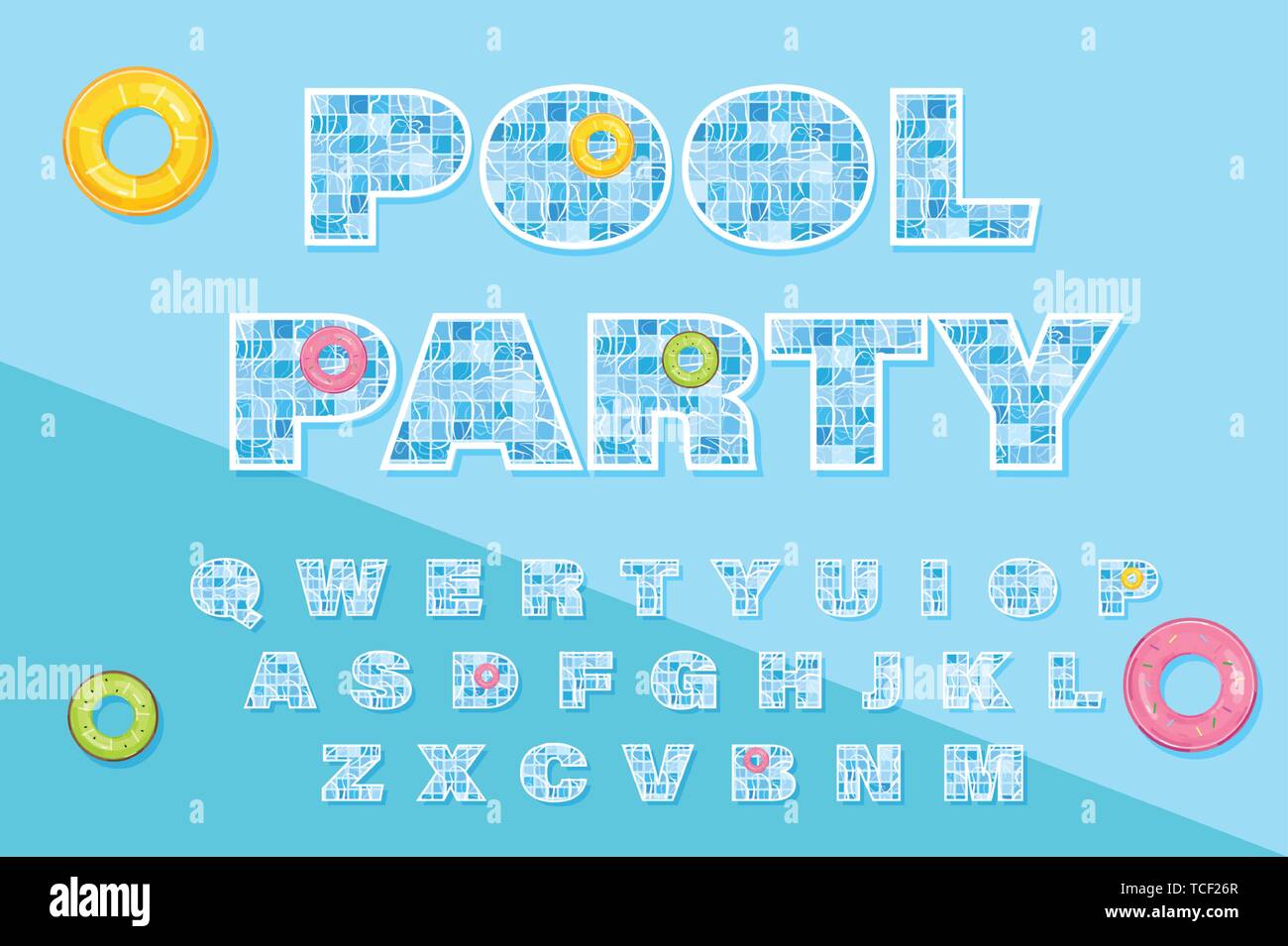 Pool text template Vector. Summer banner blue water background Stock ...