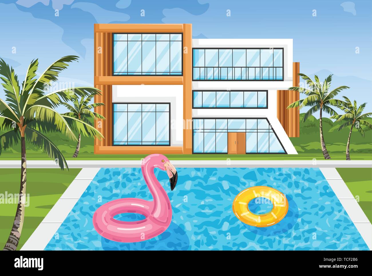 Dream House With Pool Drawing