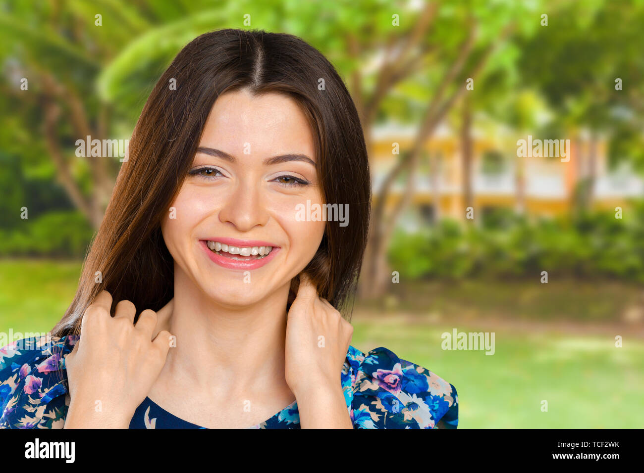 Pretty girl laughing Stock Photo - Alamy