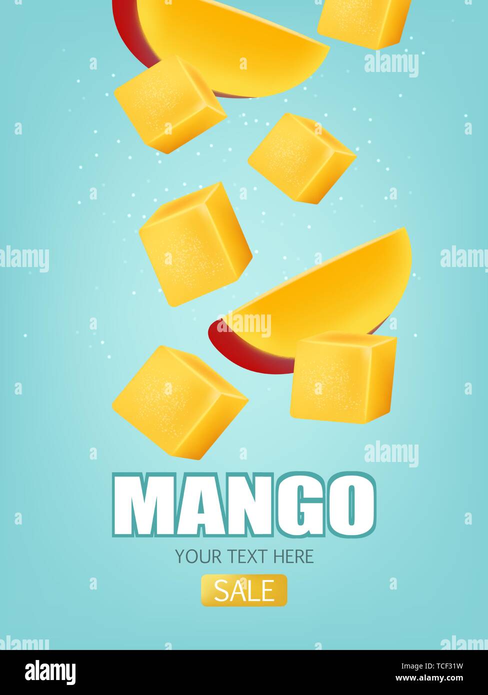 Mango fruit sliced Vector realistic. Detailed elements design. 3d ...