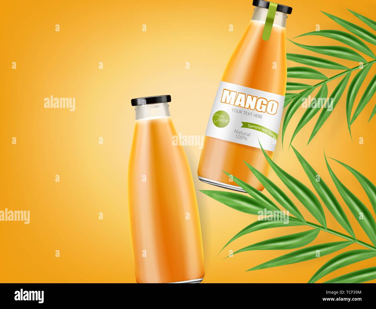 Mango juice Vector realistic. Product placement mock up. Packaging ...