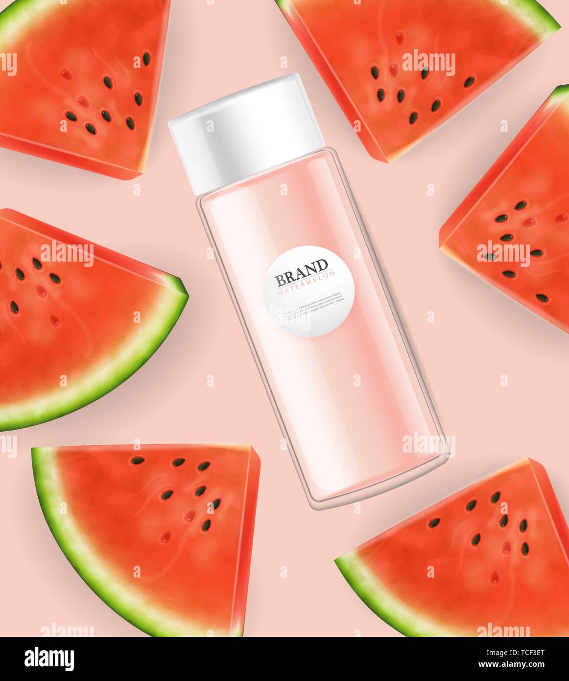 lotion cream watermelon Vector realistic mock up. Product placement ...