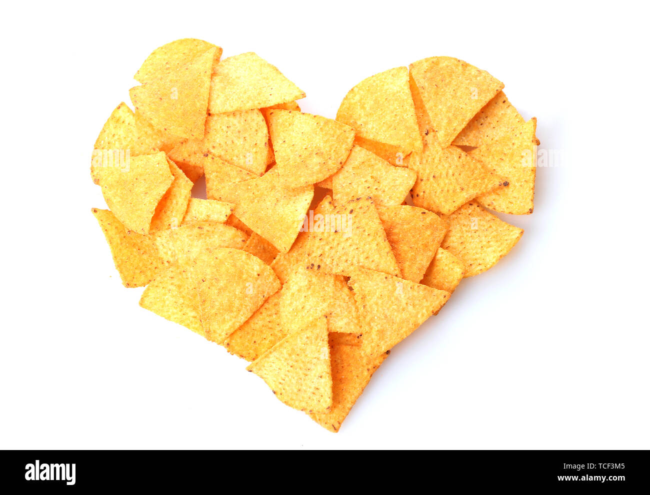 Delicious potato chips heart shape isolated on white Stock Photo - Alamy