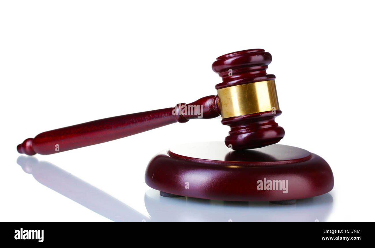 wooden gavel isolated on white Stock Photo - Alamy