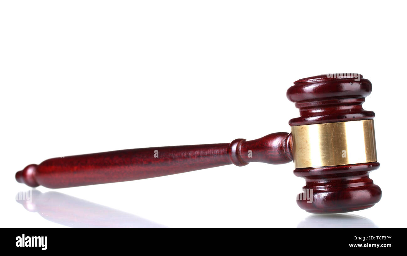 wooden gavel isolated on white Stock Photo - Alamy