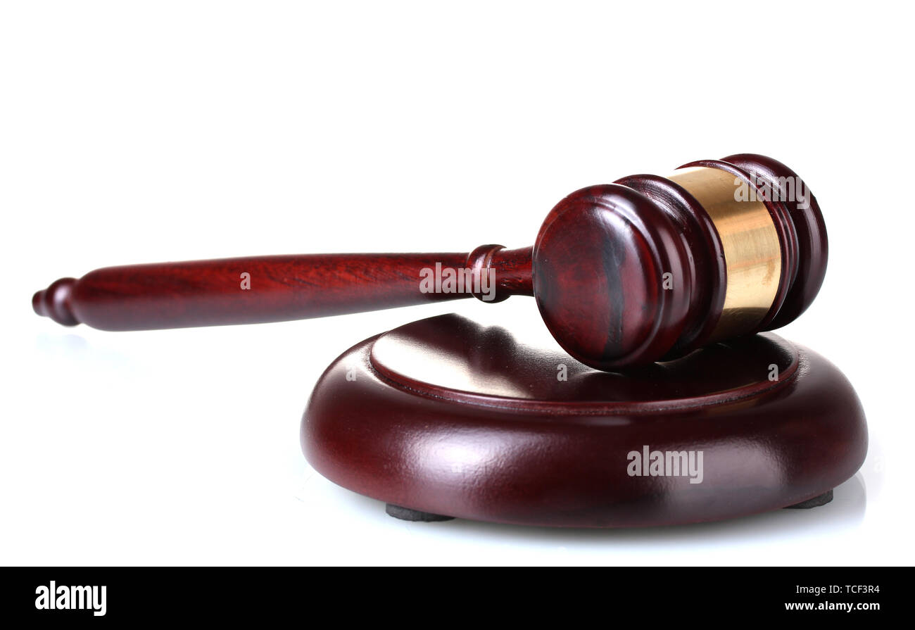 wooden gavel isolated on white Stock Photo - Alamy