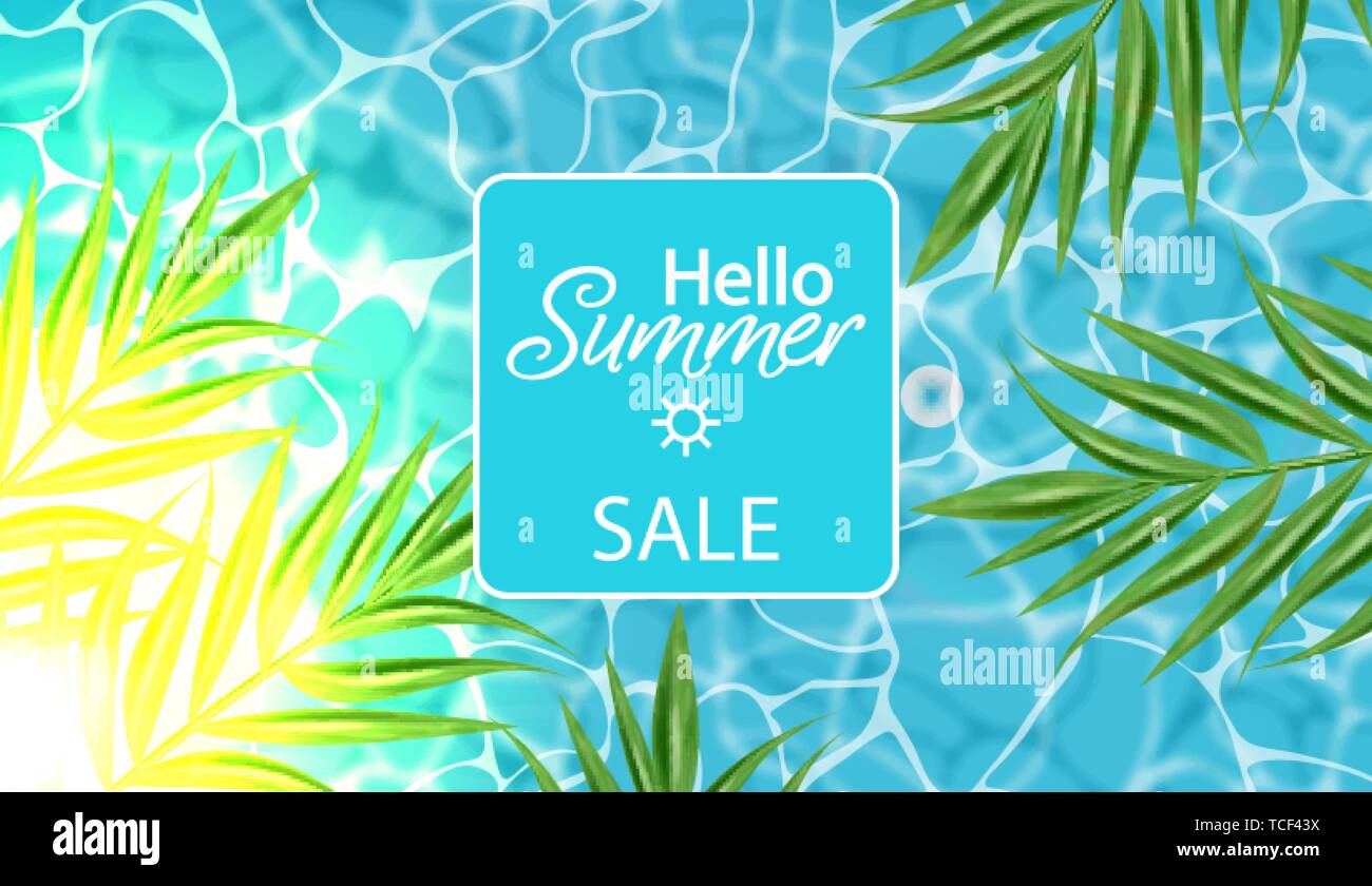 Blue water Vector realistic. Summer sea party poster template. Tropic ...