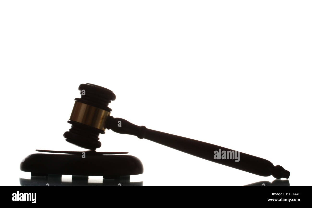 wooden gavel on gray background Stock Photo - Alamy