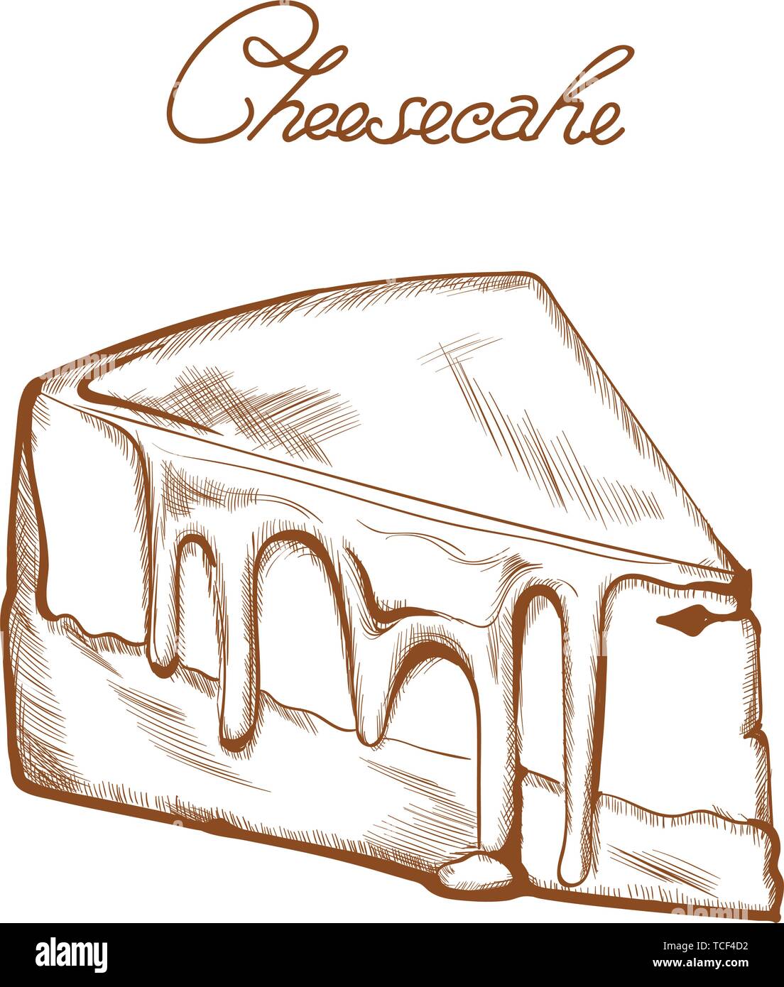 Cheesecake line art Vector. Delicious dessert illustration isolated on ...