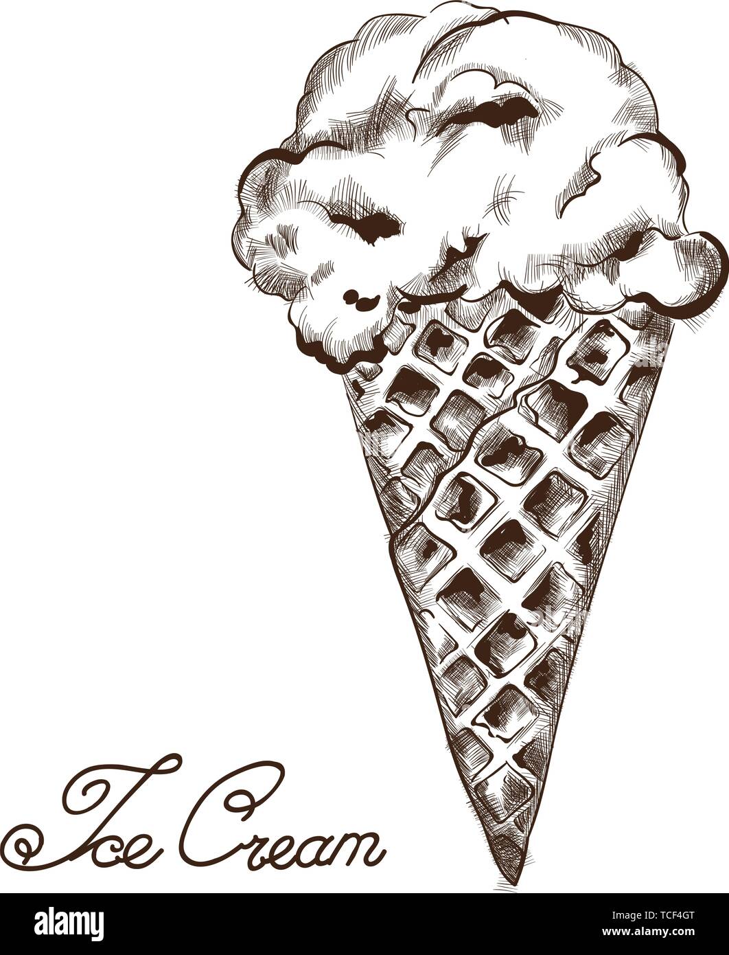 Ice cream Vector line art. Delicious summer sweets illustration Stock ...