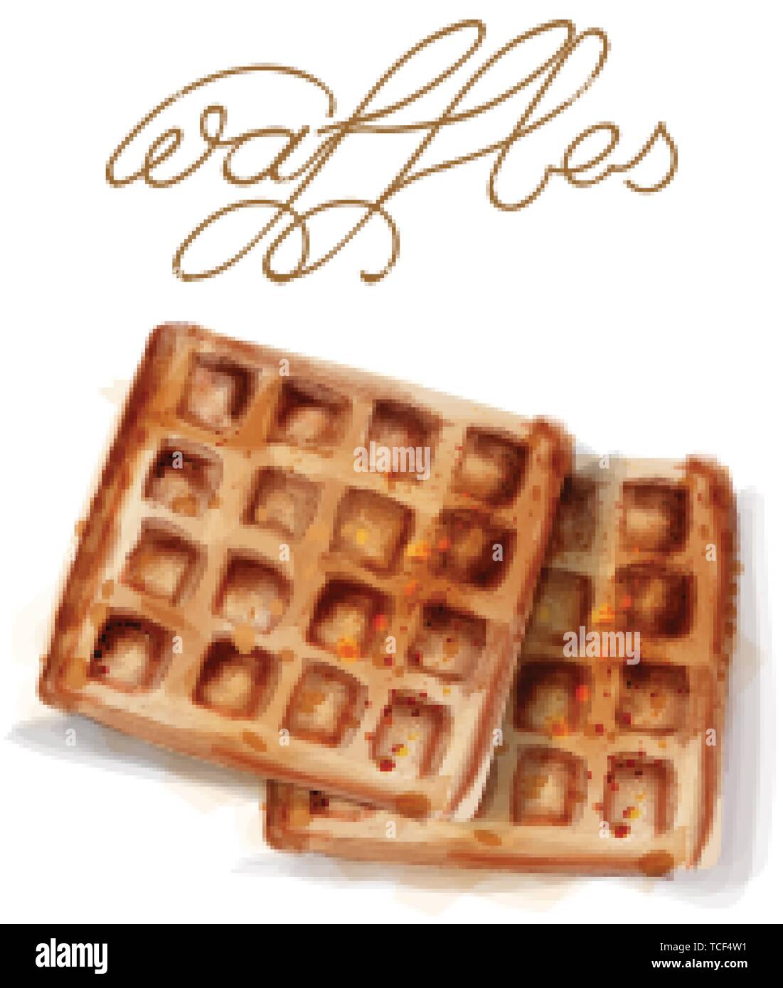 Waffles Vector watercolor. breakfast simple fresh waffles illustration ...