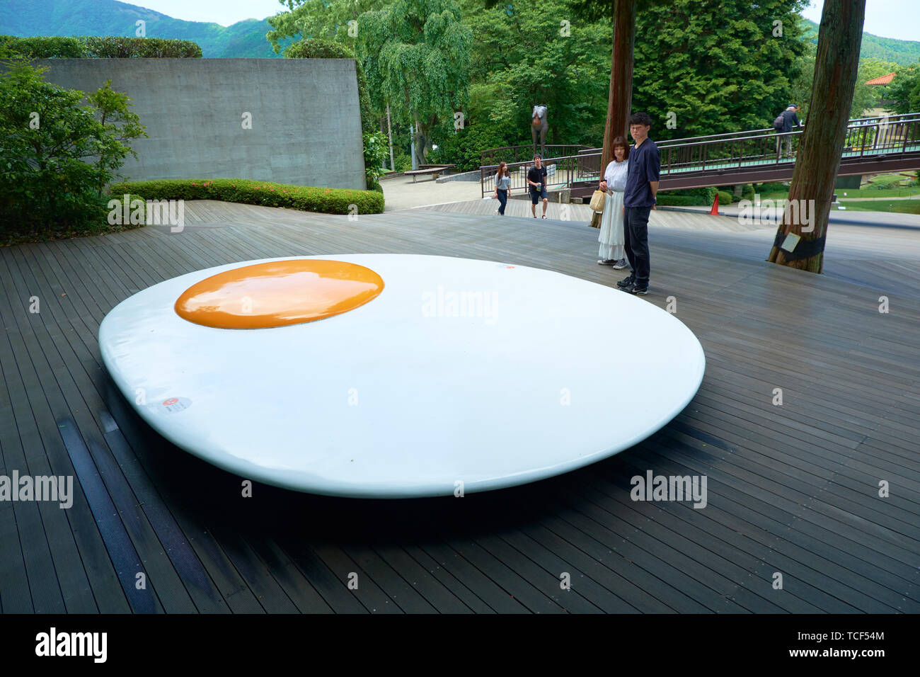 A giant fried egg plastic sculpture at the Hakone Open Air Museum in ...
