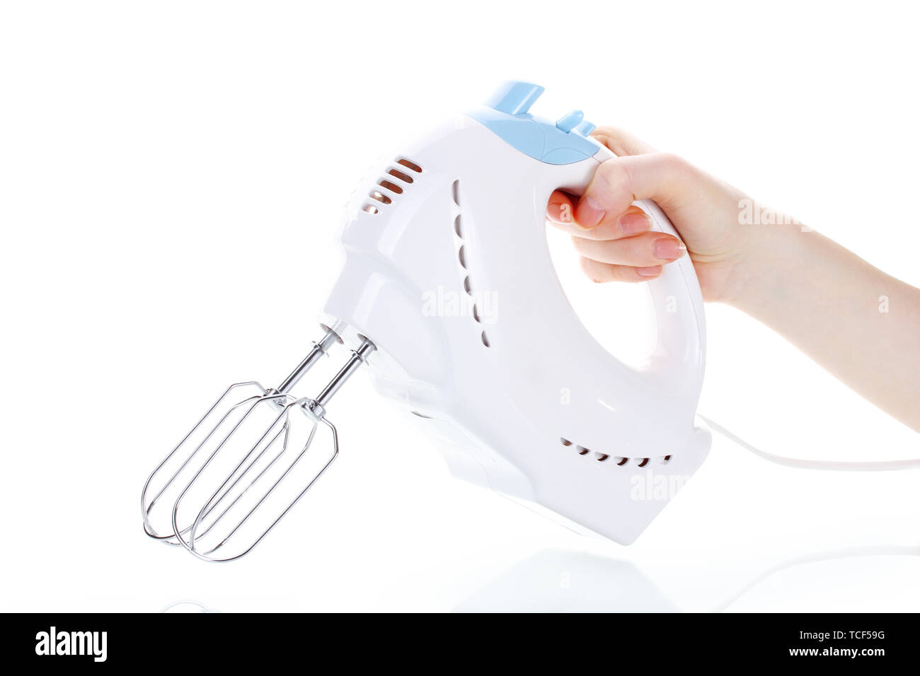 electric mixer in hand isolated on white Stock Photo - Alamy