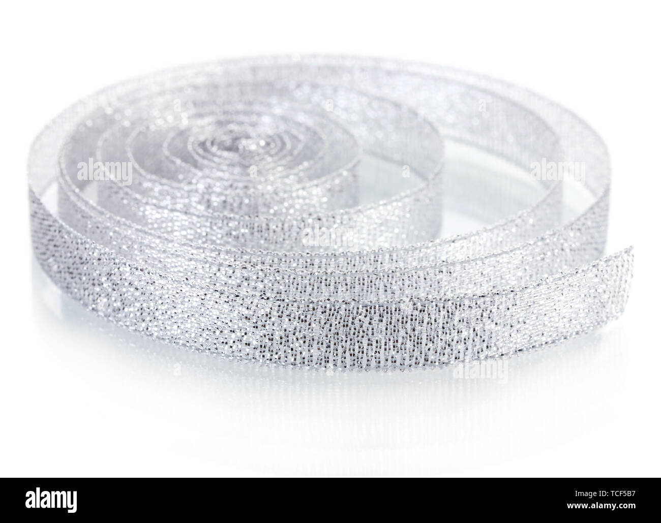 beautiful silver ribbon isolated on white Stock Photo - Alamy