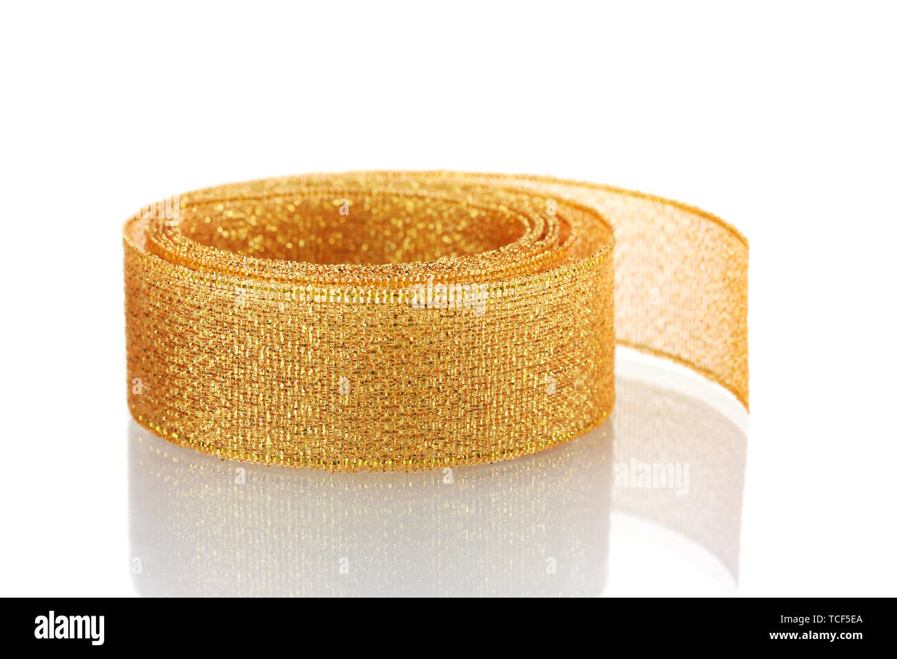 beautiful golden ribbon isolated on white Stock Photo - Alamy