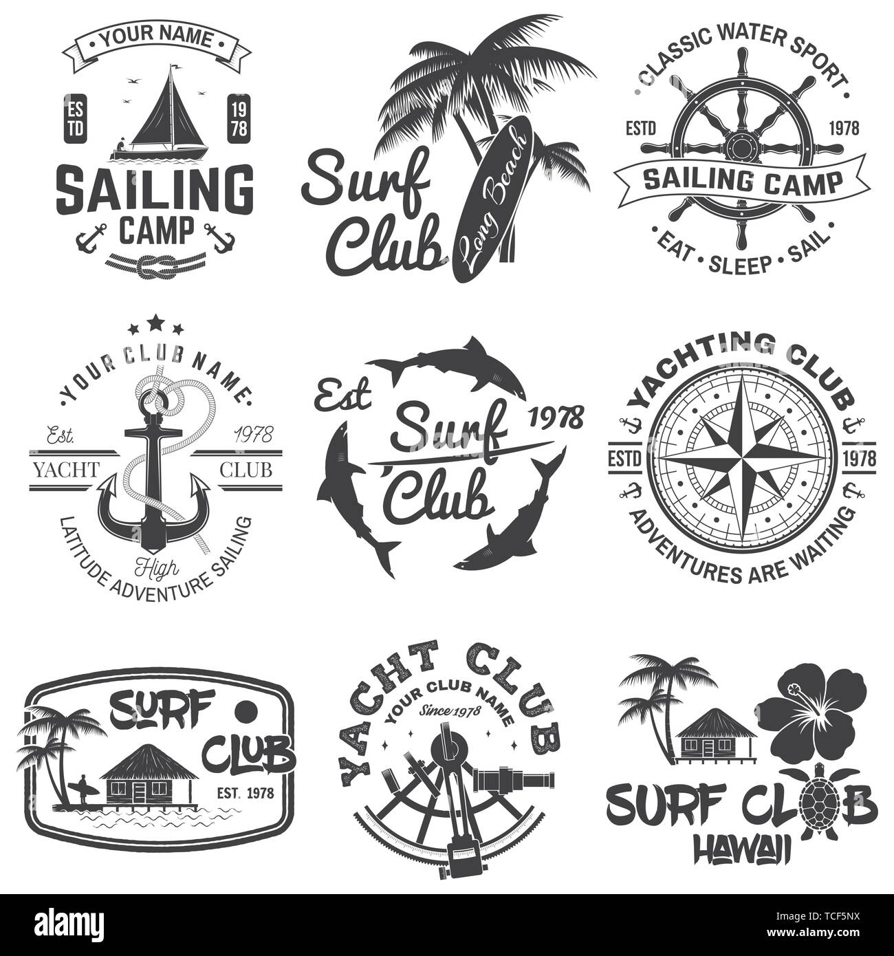 Vector yacht club logo hi-res stock photography and images - Alamy