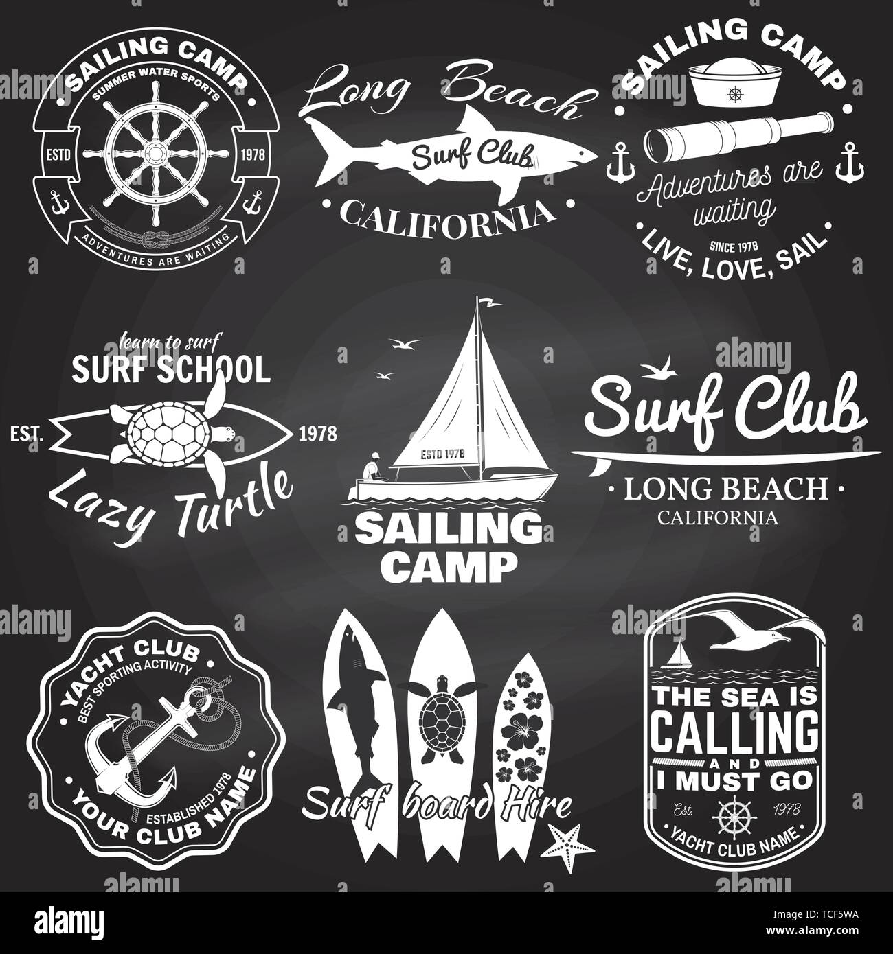 Vector yacht club logo hi-res stock photography and images - Alamy