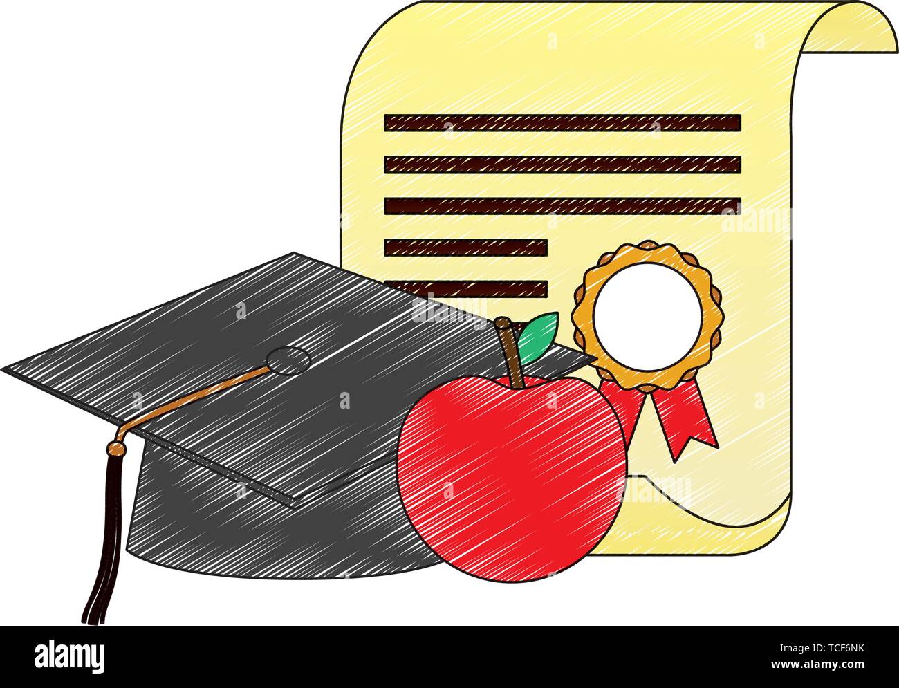 graduation hat school diploma and apple Stock Vector Image & Art - Alamy