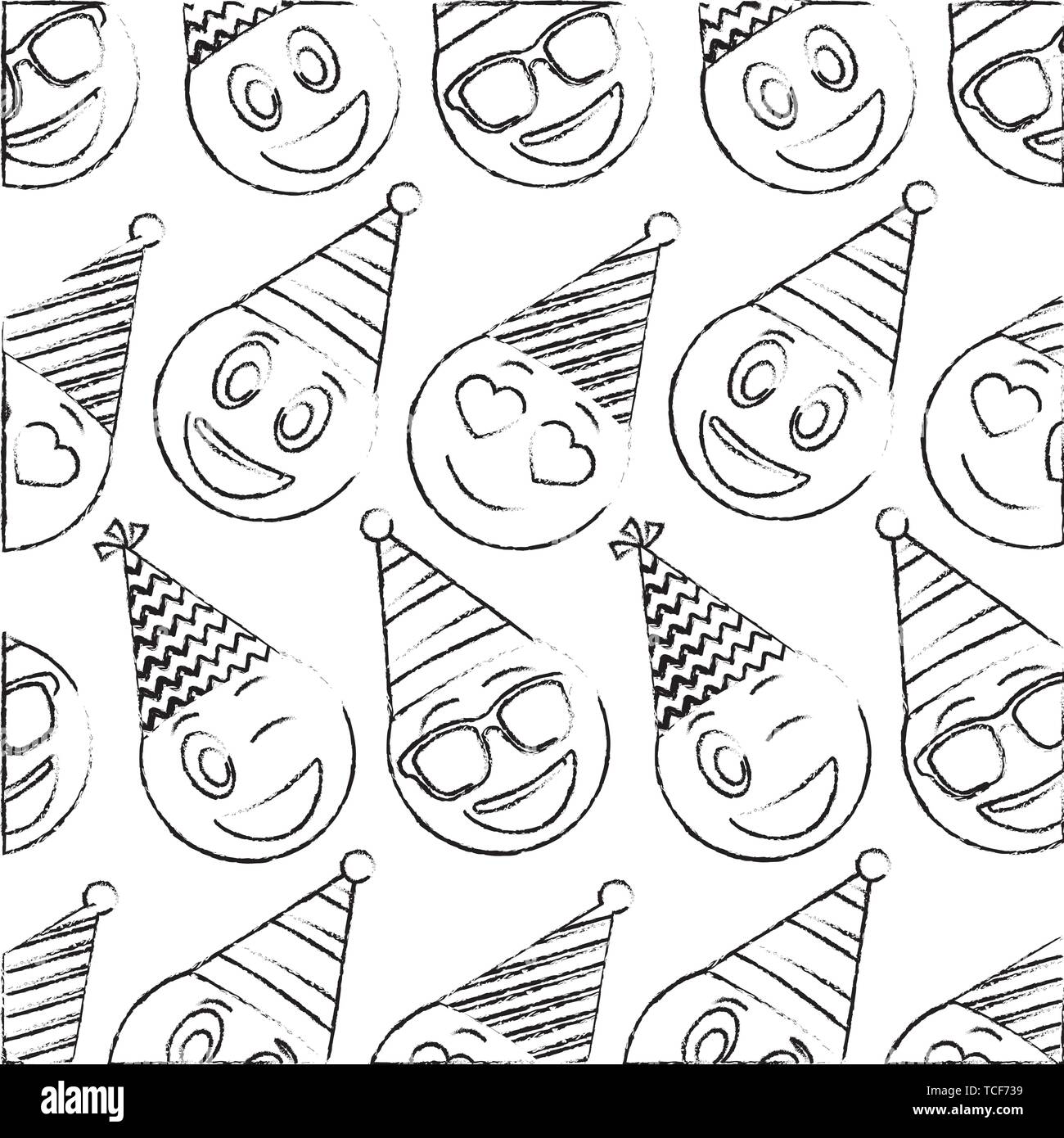 background emoticons smile party hat Stock Vector Image & Art - Alamy