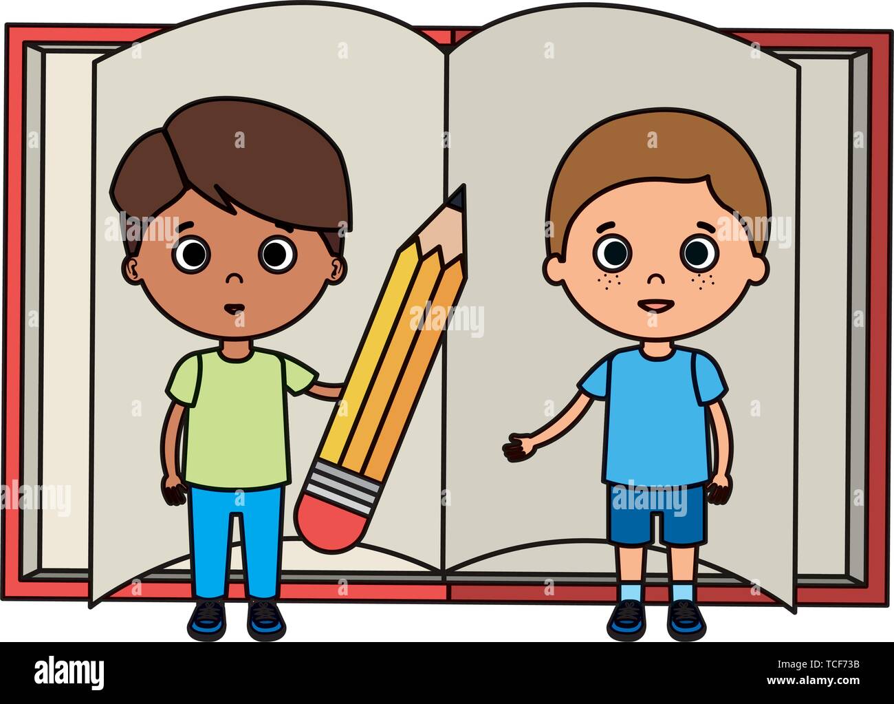 little boys students with book Stock Vector Image & Art - Alamy