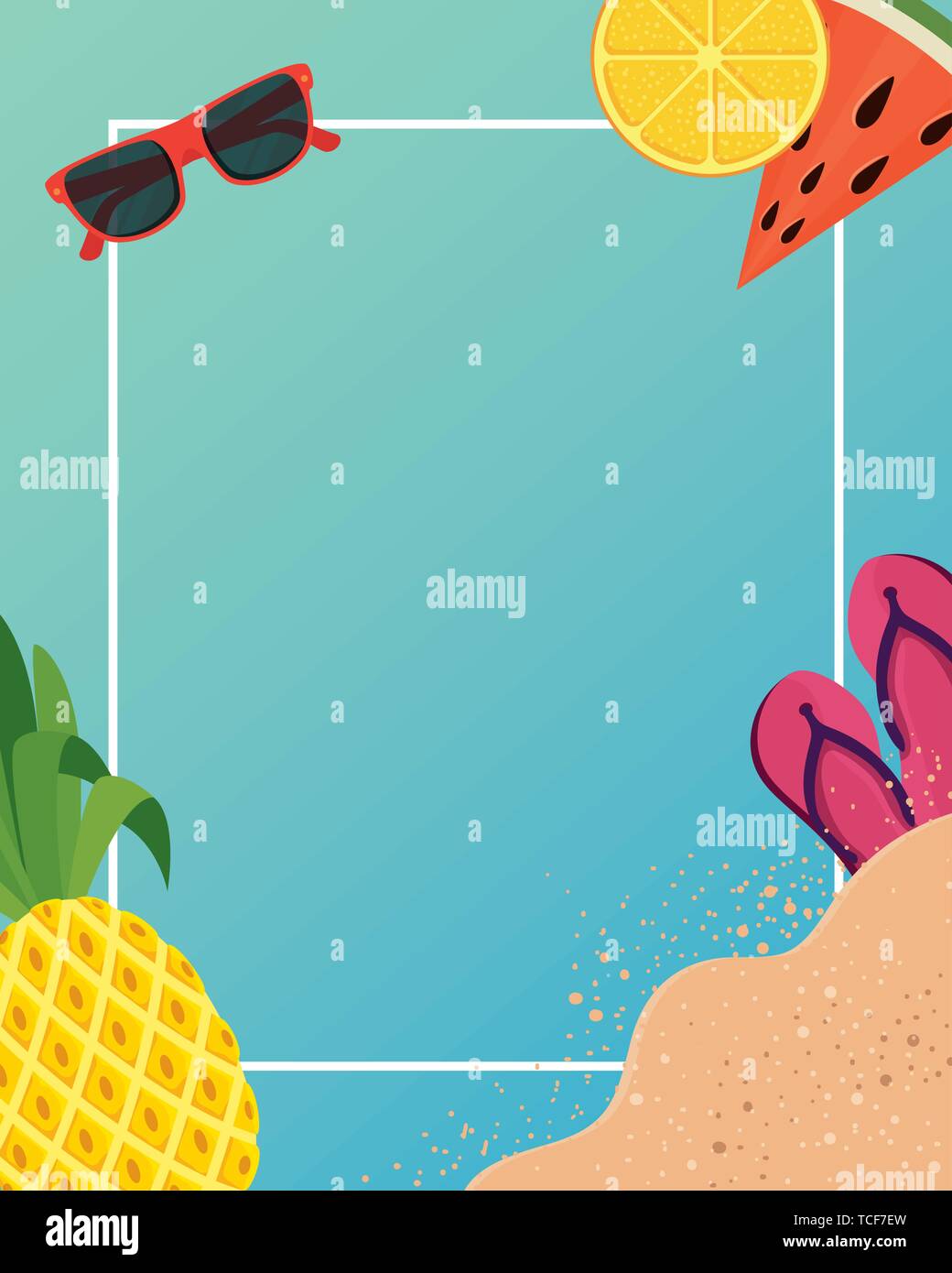 summer frame with tropical icons Stock Vector Image & Art - Alamy