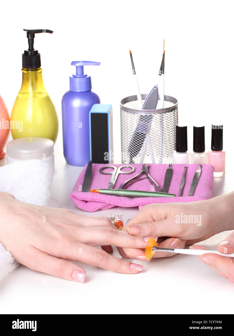 Manicure process in beautiful salon Stock Photo - Alamy