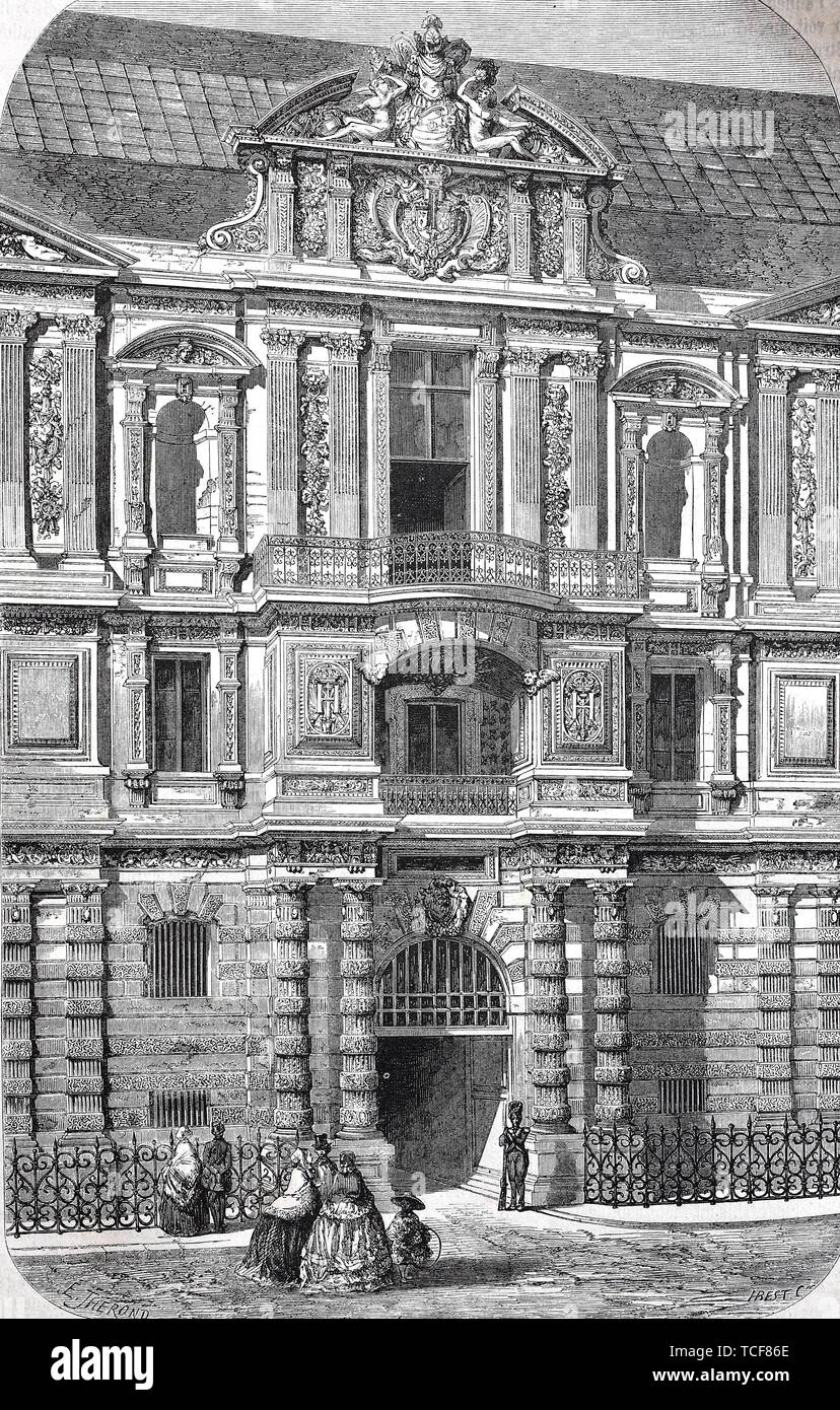Entrance to the old Royal Library at the Louvre, today Bibliothèque ...