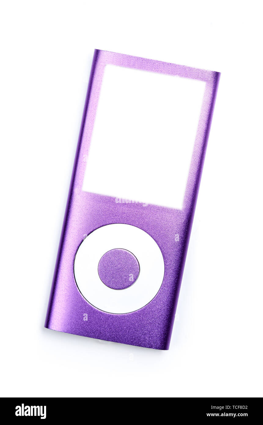 Small mp3 player isolated on white Stock Photo - Alamy