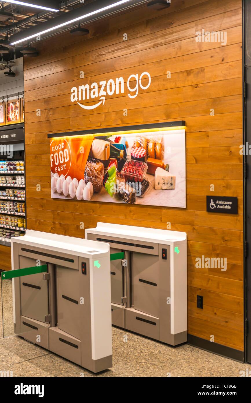 Amazon Go store, American automated supermarket chain, cashless ...