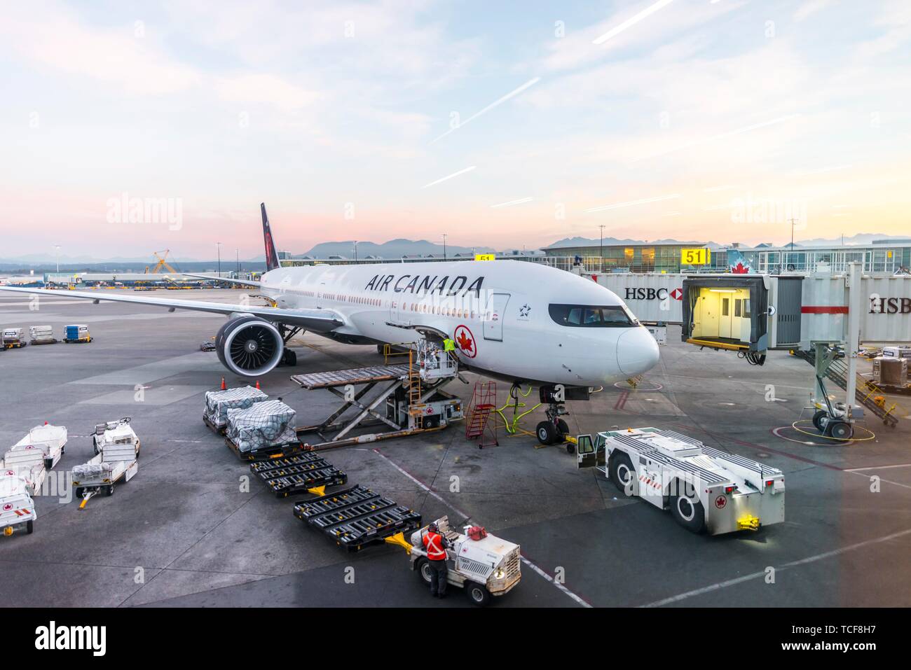 Airplane of the airline Air Canada at the terminal, international ...