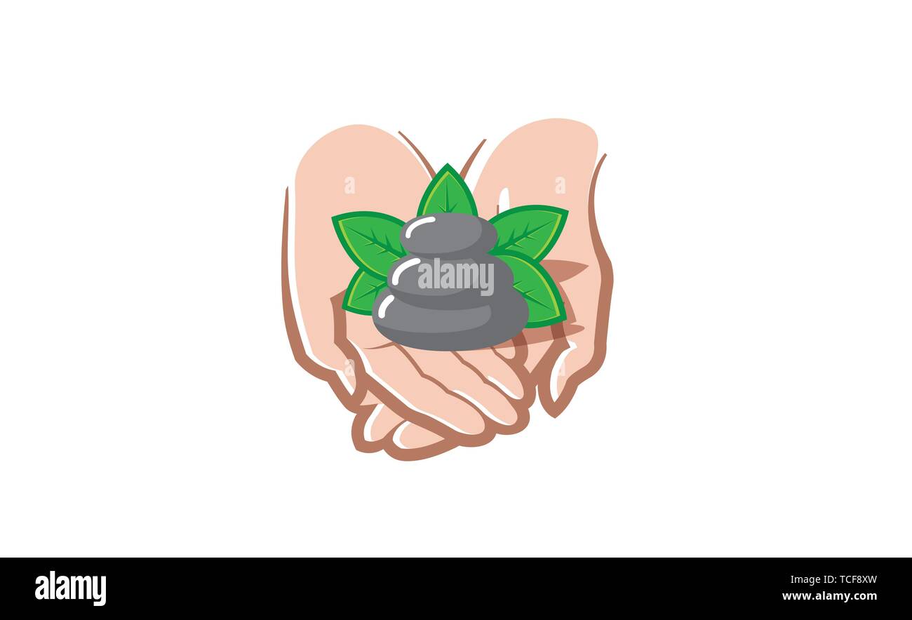 Spa Care Hands Holding Stones Logo Design Symbol Illustration Stock ...