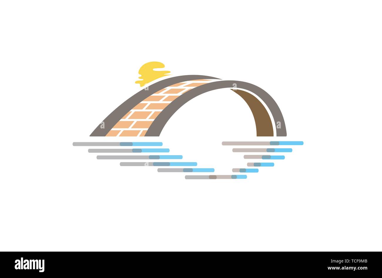 Bridge River Sunshine Logo Design Symbol Illustration Stock Vector ...