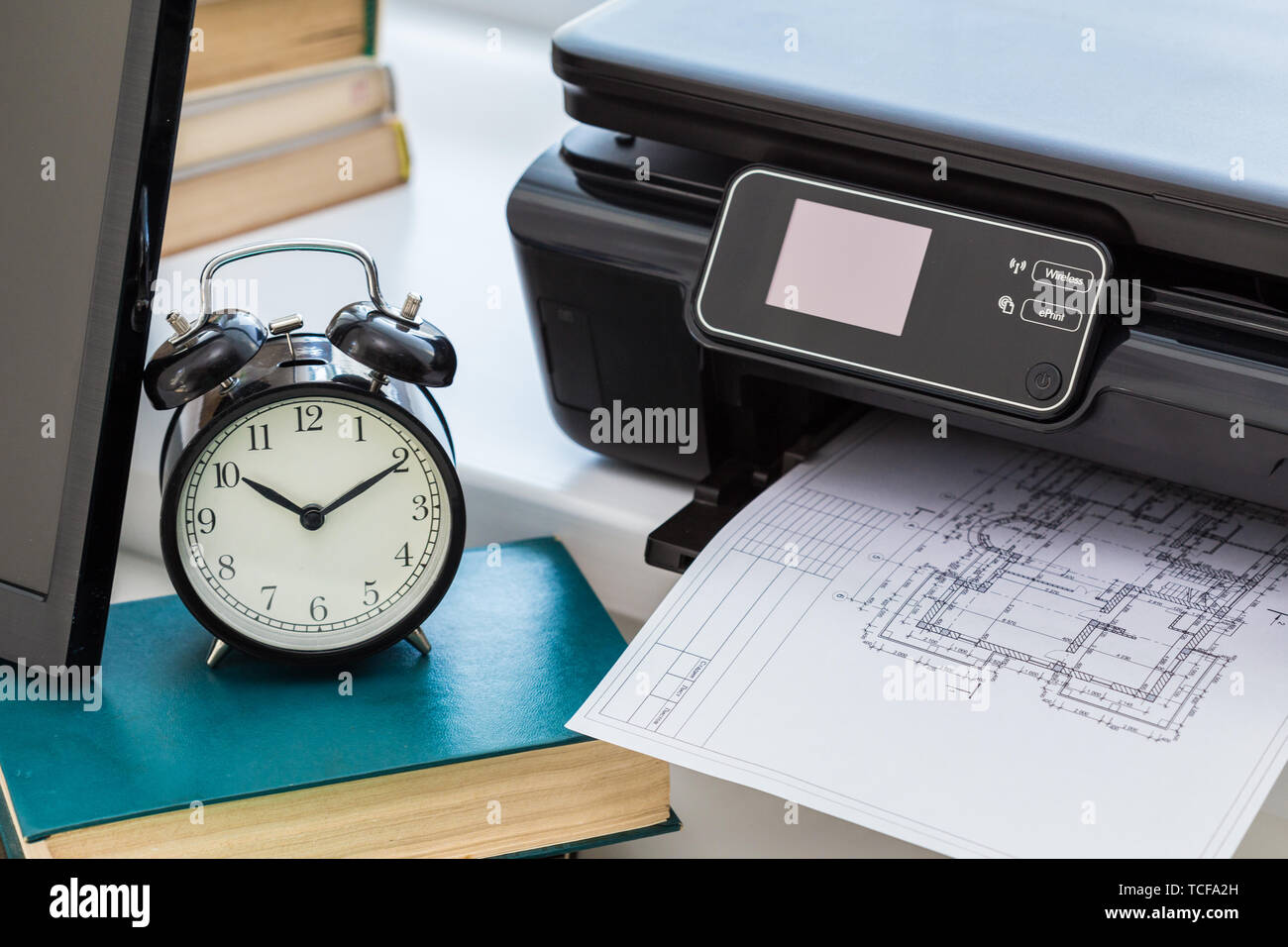 Printer, copier, scanner. Office table Stock Photo - Alamy