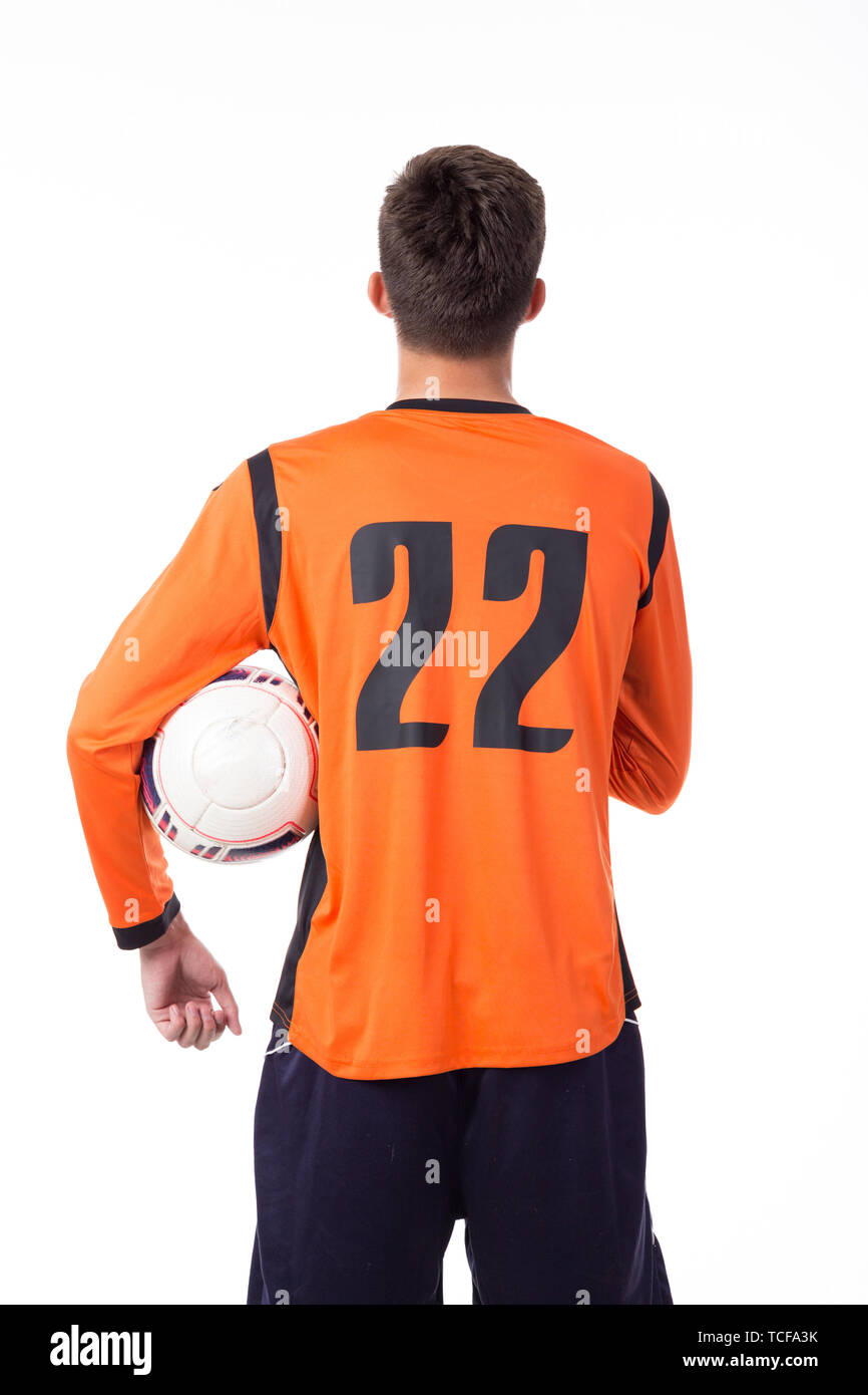 back view of soccer player isolated on white background Stock Photo - Alamy