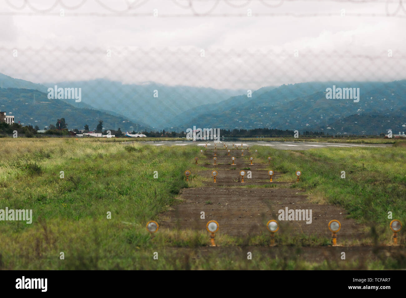 runway for an airplane. take-off, landing strip for aircraft in the ...