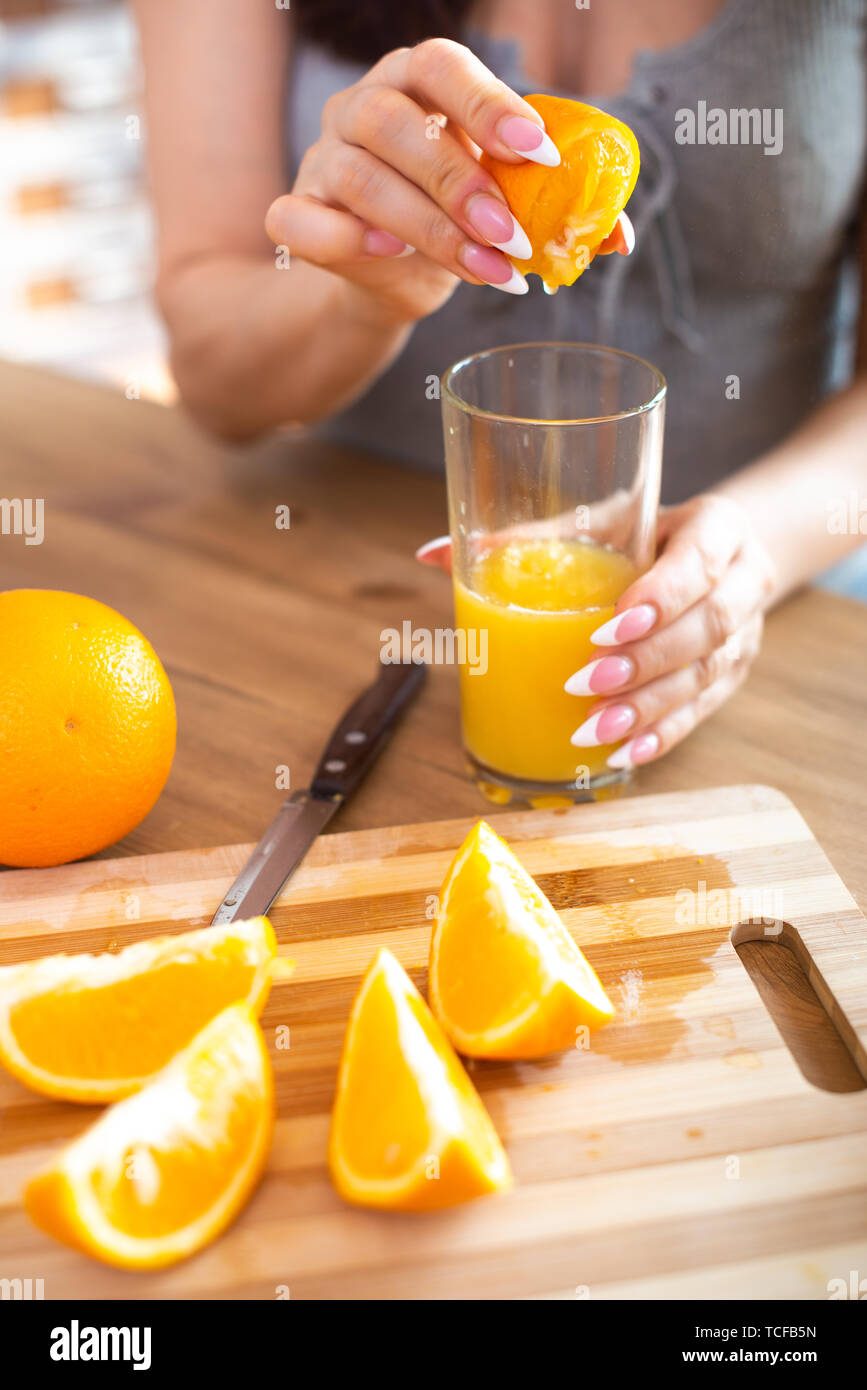 cooking, food and concept of veganism, vigor and healthy eating - close ...