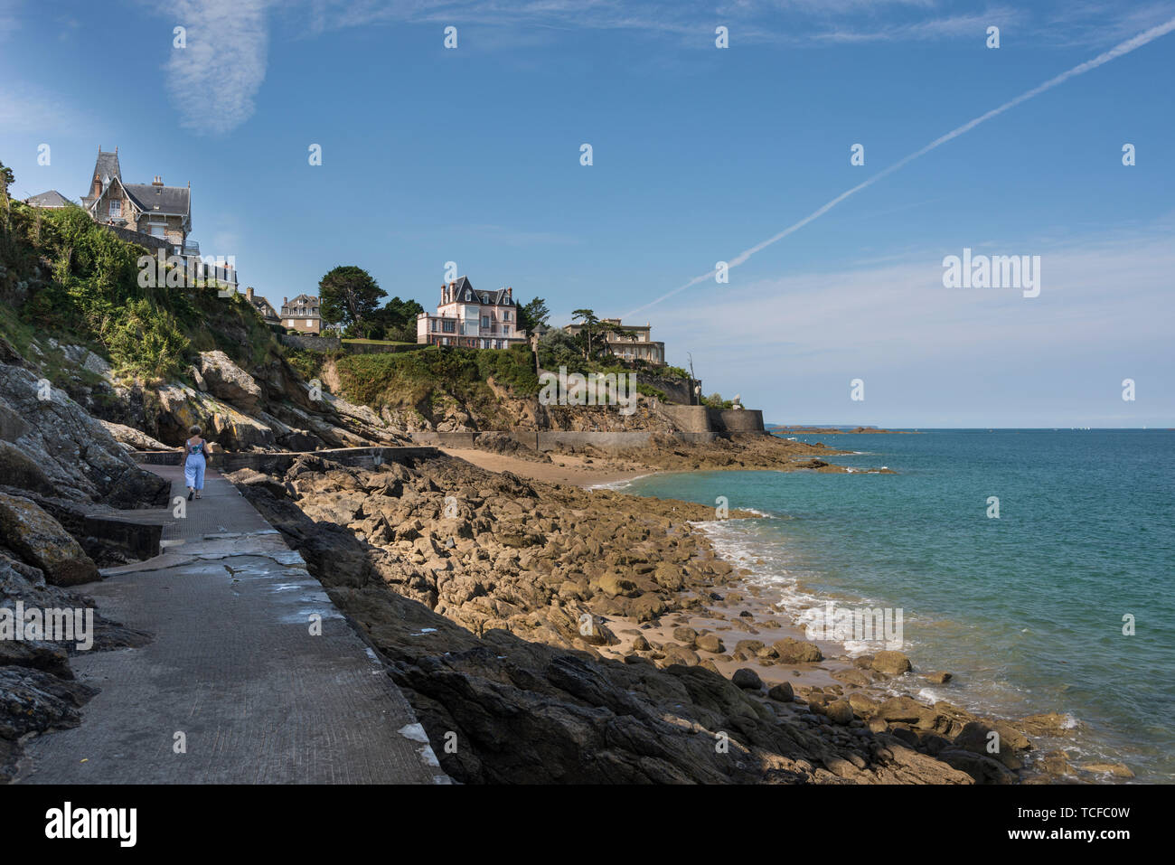 Coastal footpath, Chemin de Ronde, Dinard, Brittany, France Stock Photo ...