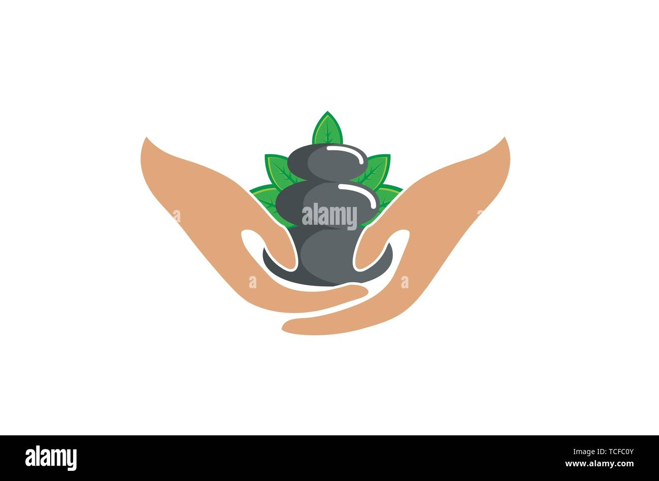 Spa Care Hands Holding Stones Logo Design Symbol Illustration Stock ...