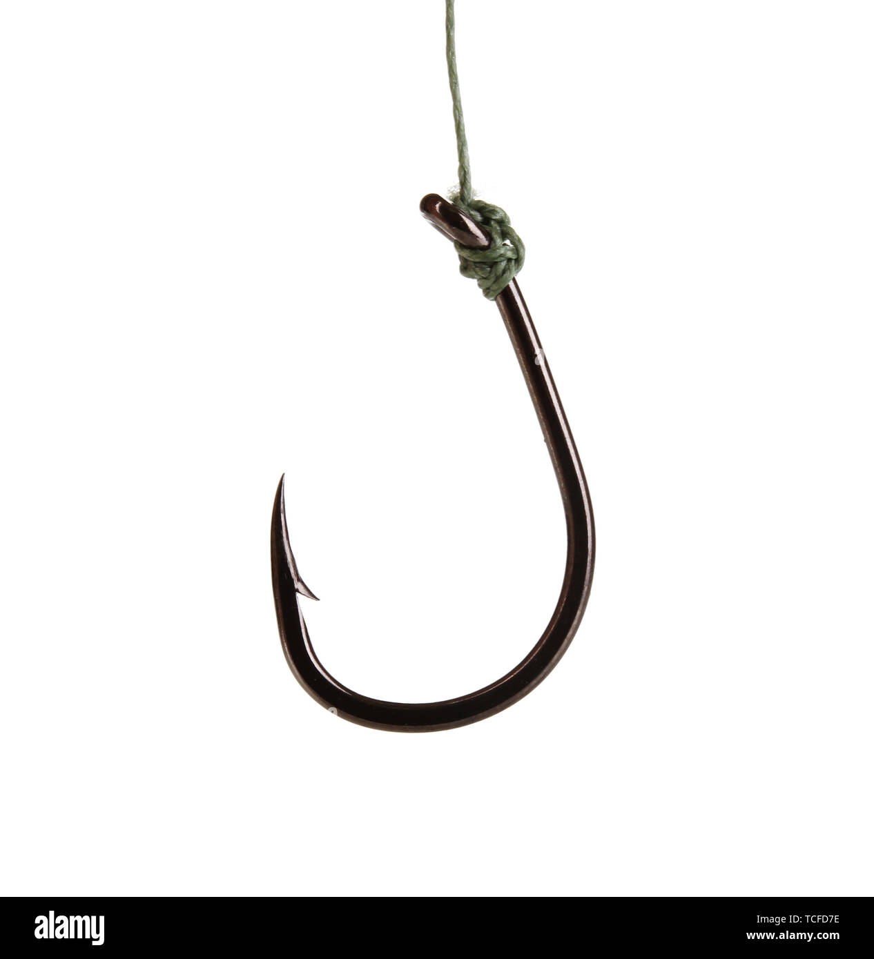 Single fish hook isolated on white Stock Photo - Alamy