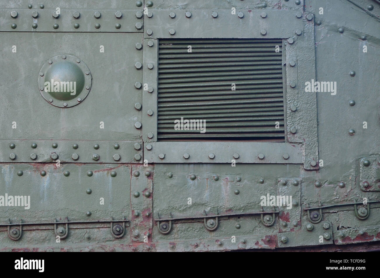 Texture of tank side wall, made of metal and reinforced with a ...