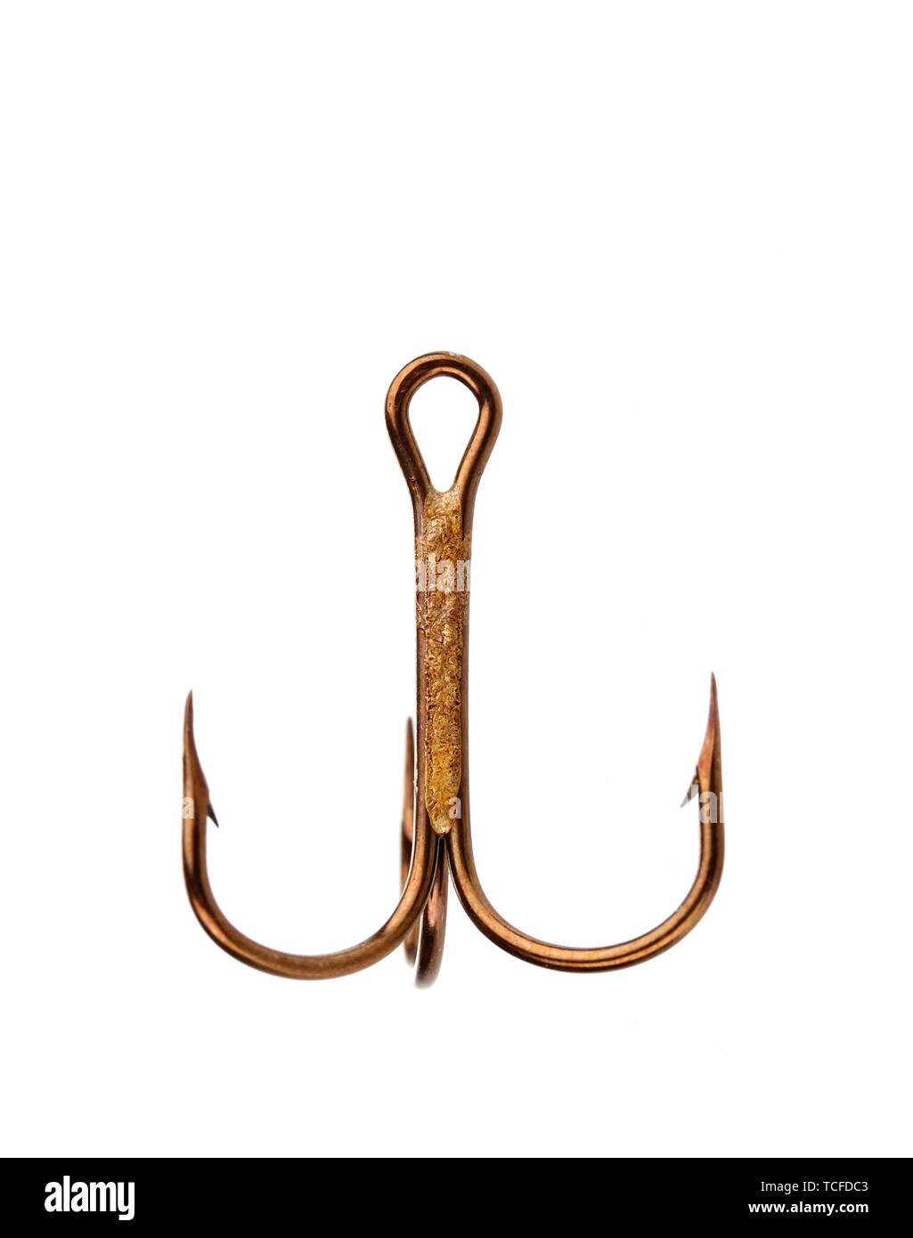 Treble fish hook isolated on white Stock Photo - Alamy