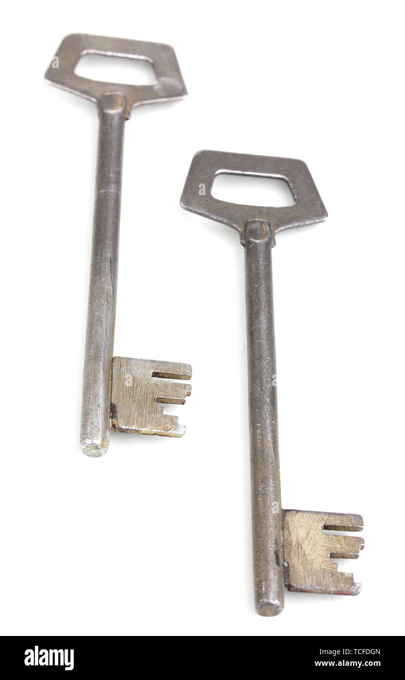 Two metal keys isolated on white Stock Photo - Alamy