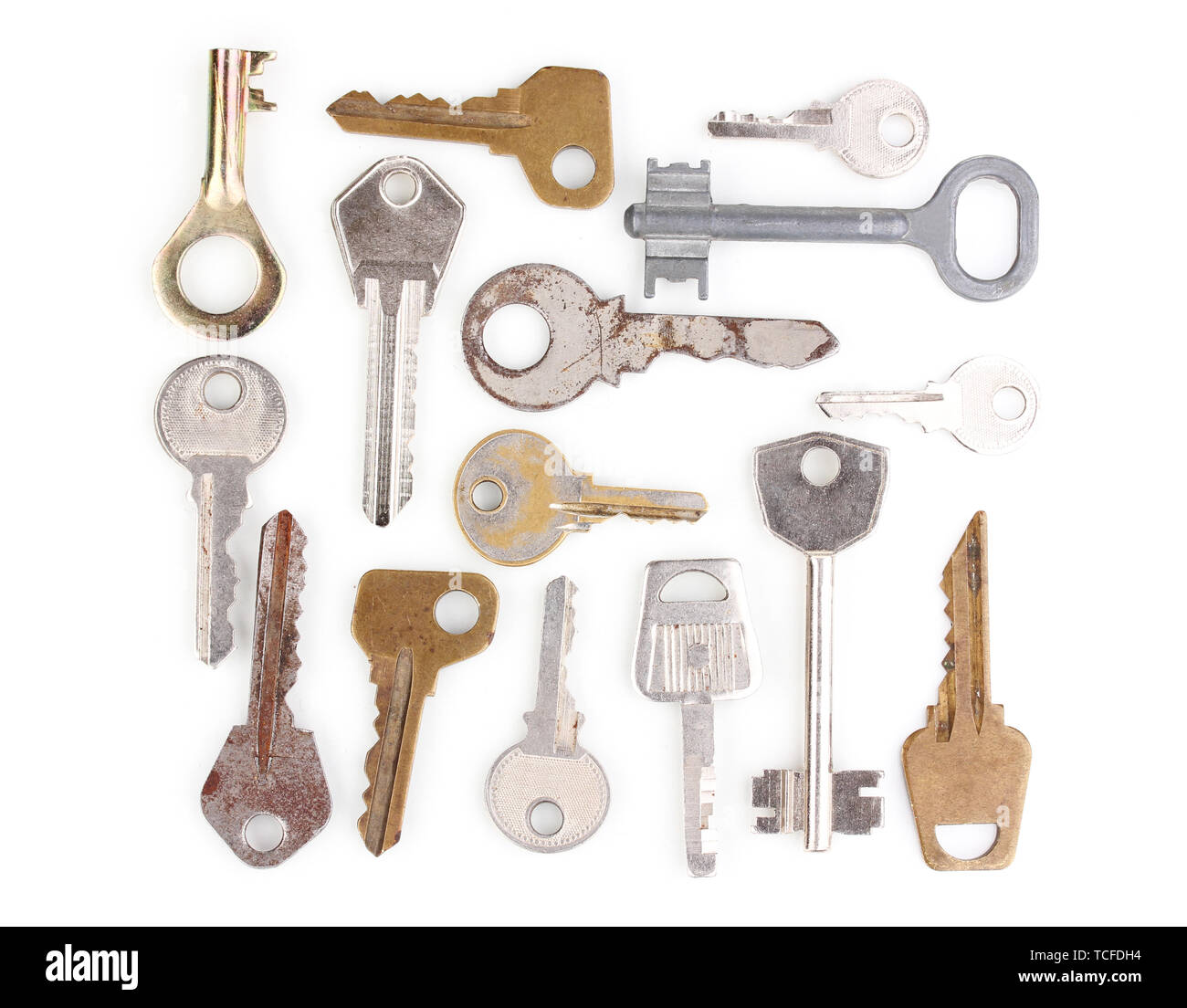 Many metal keys isolated on white Stock Photo - Alamy