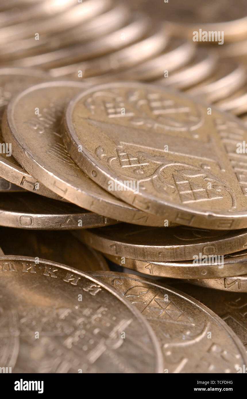 Large pile of big golden coins. Financial success money background for ...