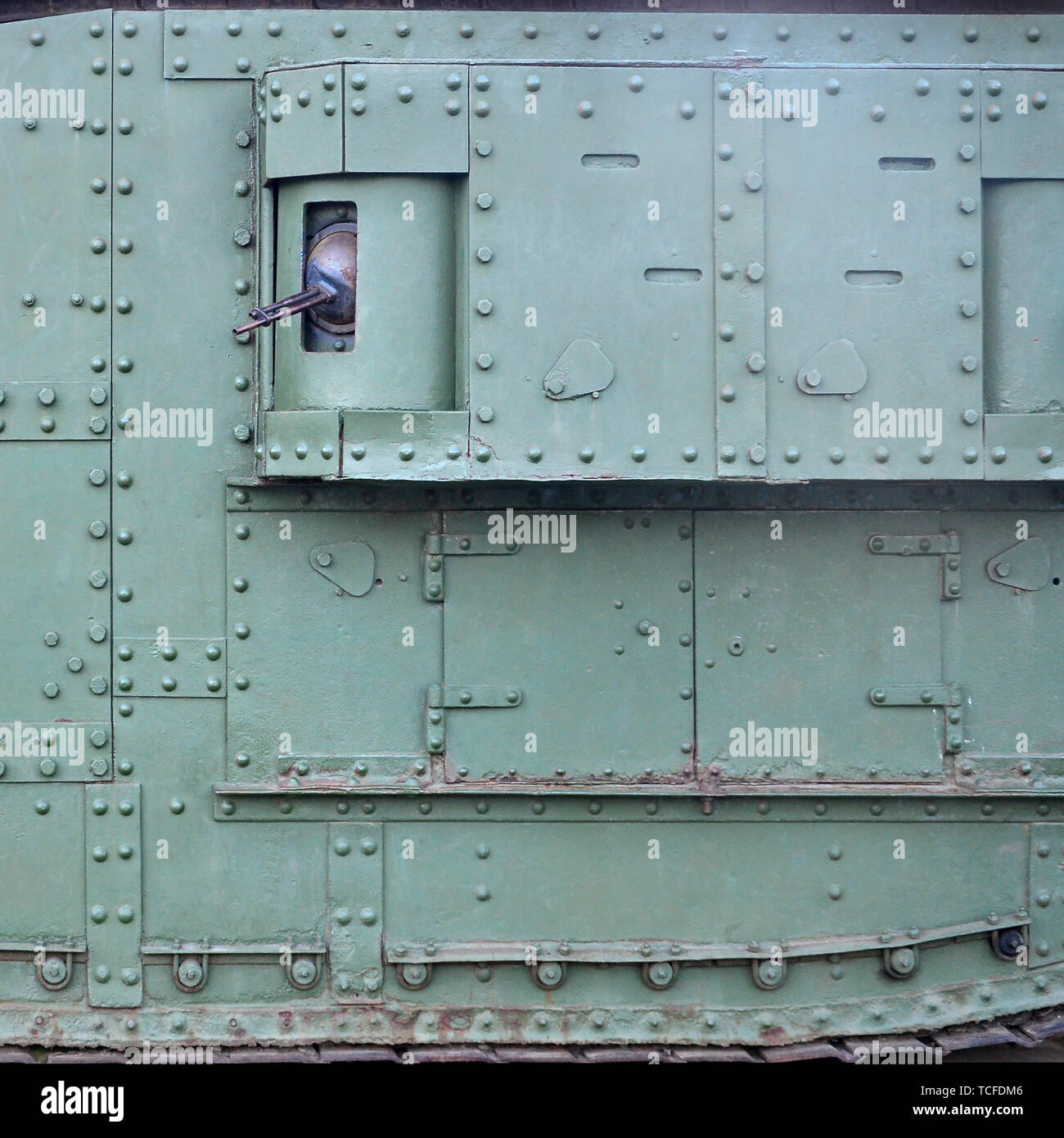 Texture of tank side wall, made of metal and reinforced with a ...