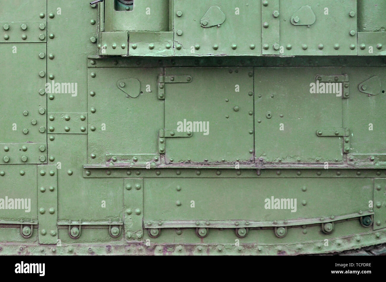 Texture of tank side wall, made of metal and reinforced with a ...