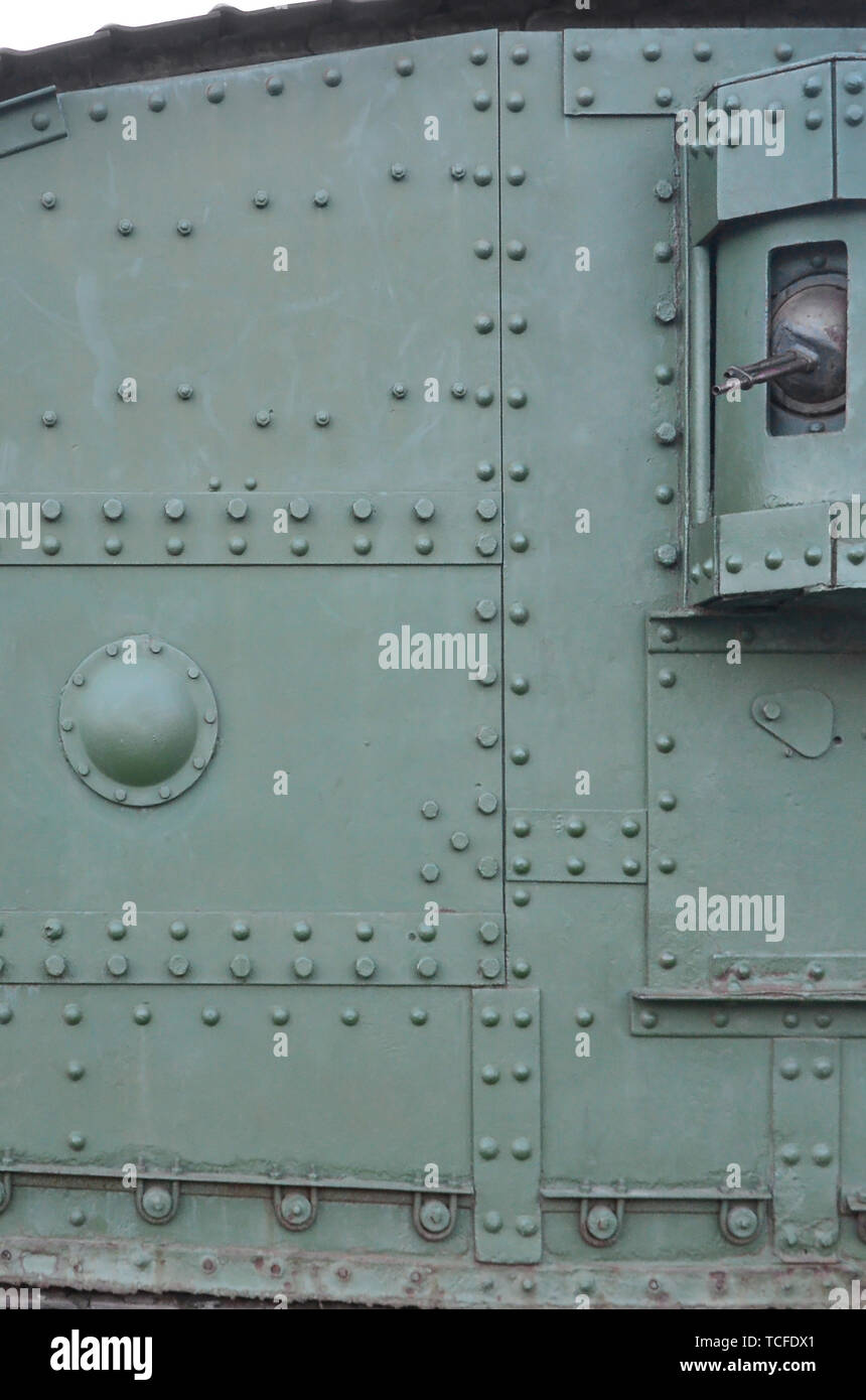 Texture of tank side wall, made of metal and reinforced with a ...