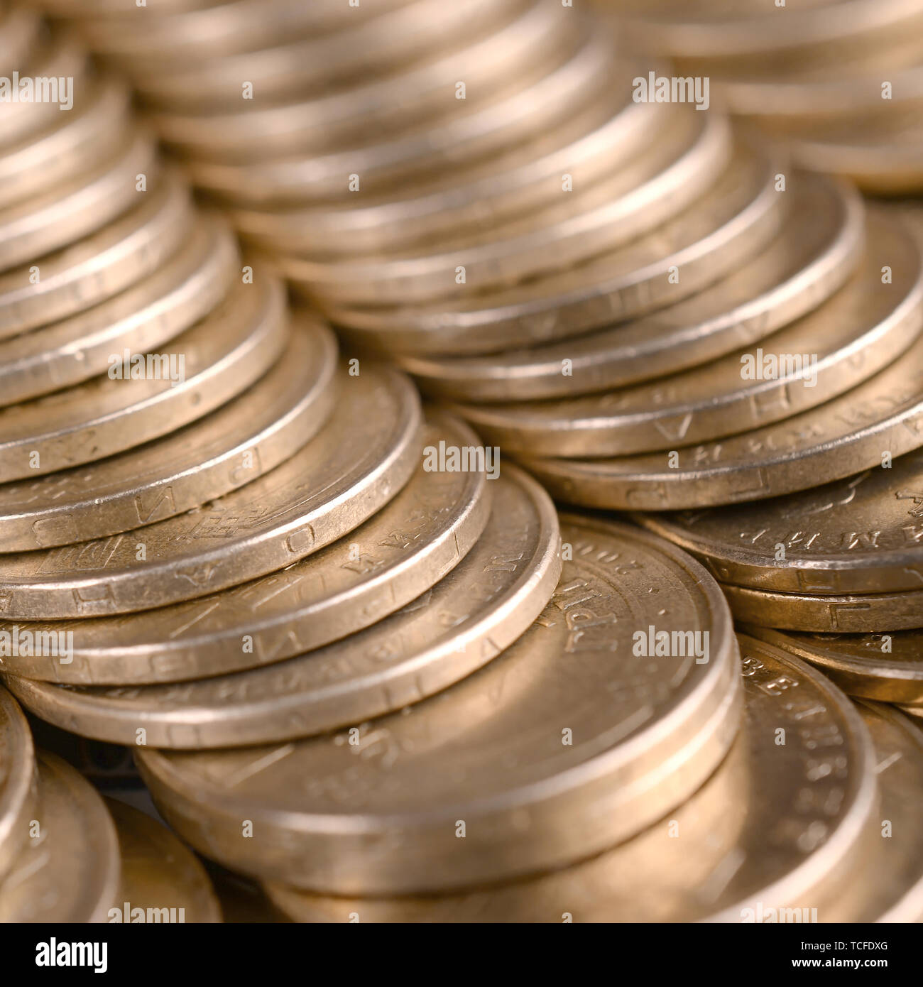Large pile of big golden coins. Financial success money background for ...