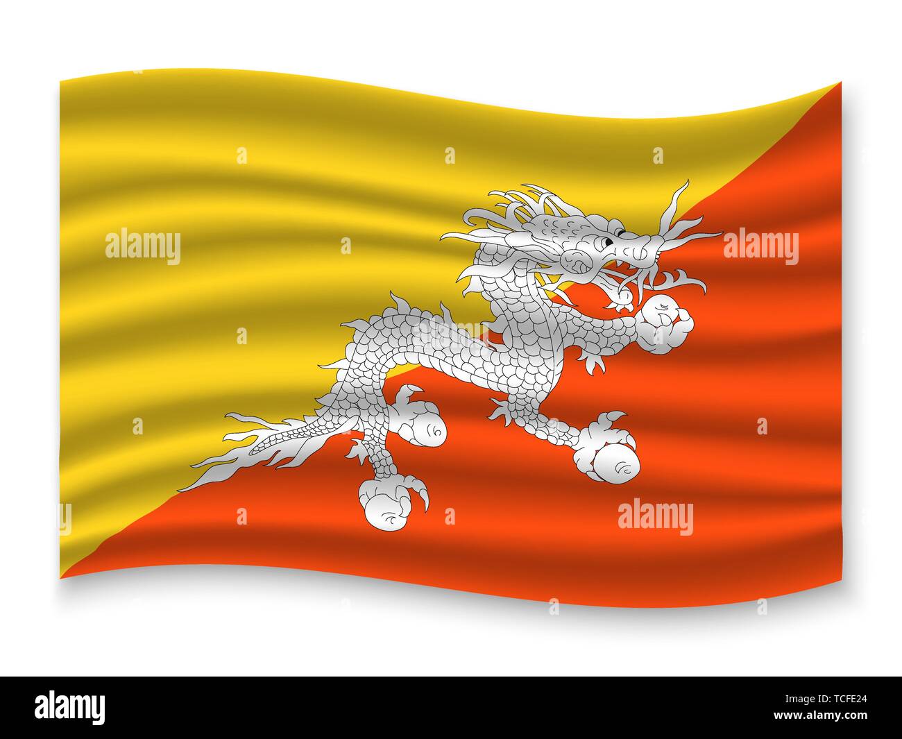 3D Waving Flag of Bhutan . Template for your design Stock Vector Image ...