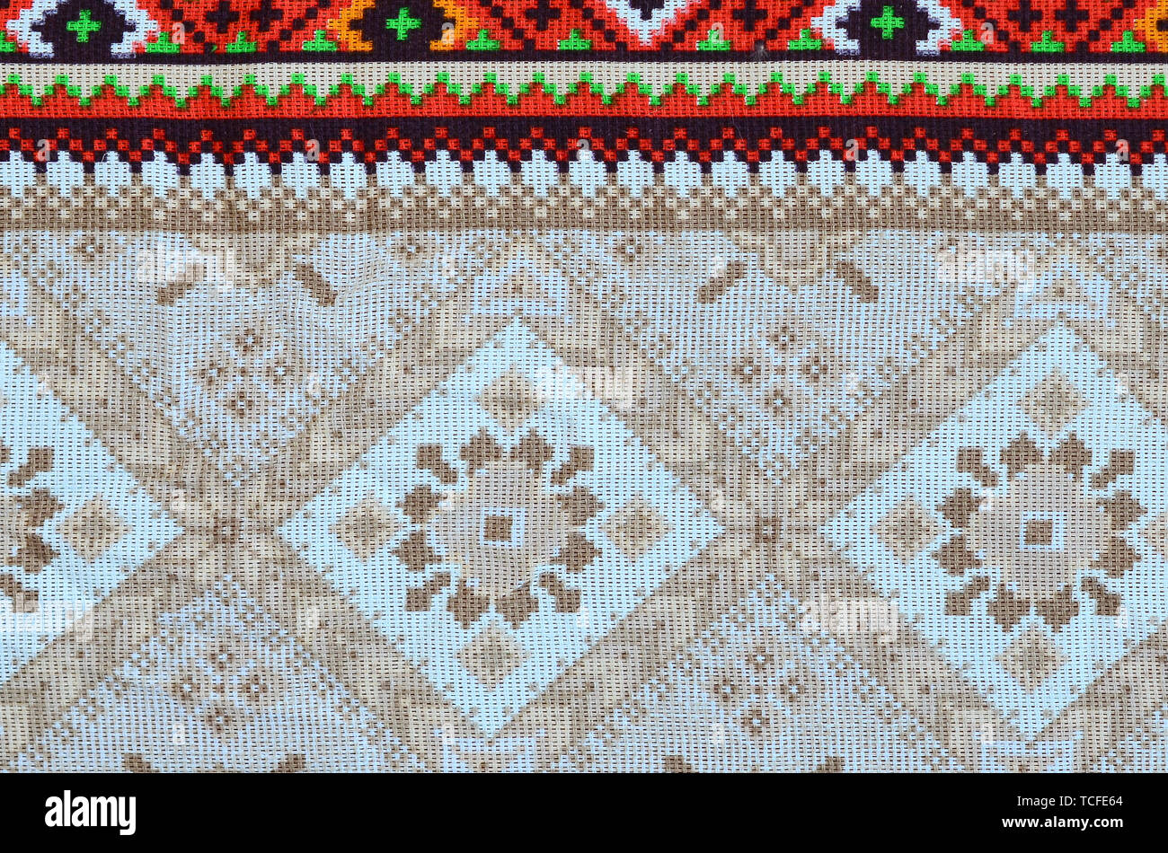 Traditional Ukrainian folk art knitted embroidery pattern on textile ...